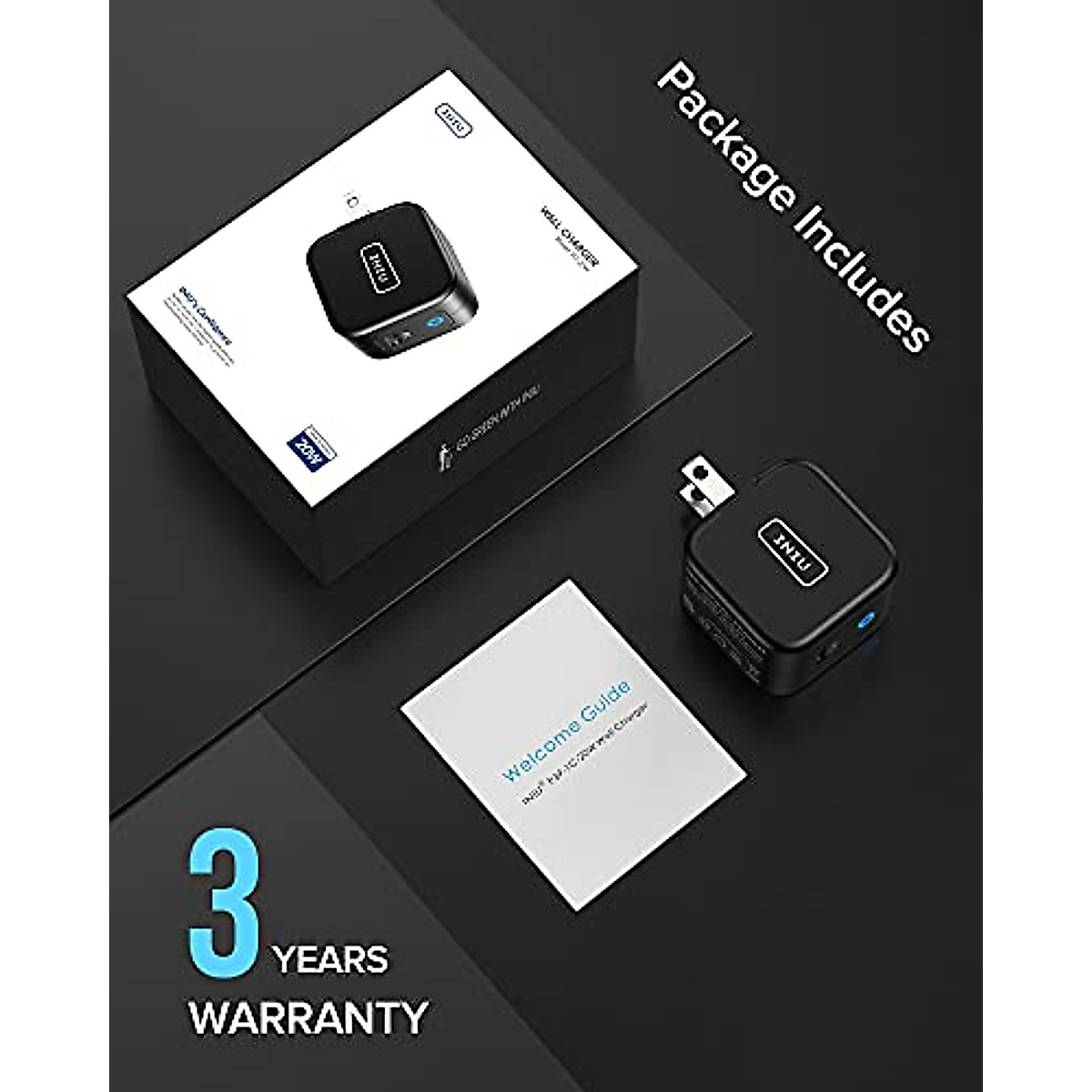 USB C Charger, INIU 20W PD3.0 Fast Charging Wall Charger with Foldable Plug, Universal USB Type C Power Adapter Block Compatible with iPhone 13 12 11 Pro XS X 8 Samsung S20 iPad Pro AirPods Google etc