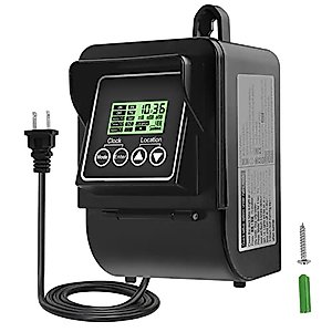 Solaroxy 120W Outdoor Low Voltage Landscape Lighting Transformer with Timer and Sensor, 120V AC to 15V AC, Weatherproof Light Transformer for Garden Lights, Lawn Lights, Pathway Lights.