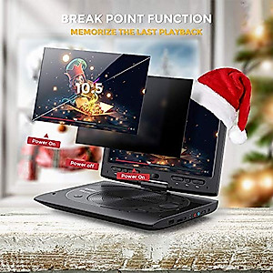 MYDASH 12.5" Portable DVD Player, Car DVD Player for Kids with 10.5" HD Swivel Screen, 5 Hrs Rechargeable Battery, Support CD/DVD/SD Card/USB, Car Headrest Mount Case, Car Charger, Region Free, Black