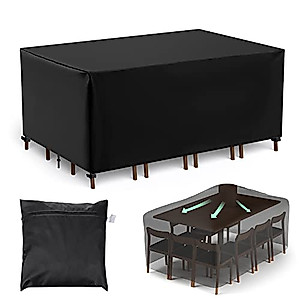 Patio Furniture Covers Waterproof, 83 x 51 x 29 inch Furniture Set Cover Outdoor,Patio Table Cover, RESUNSY Durable Patio Seat Cover with 4 Windproof Buckles, Patio Cover Fits for 8-10 Seats
