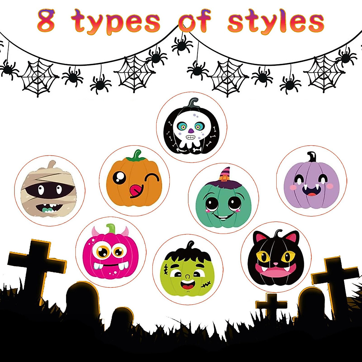 500 PCS Halloween Stickers 2023 New Pumpkin Stickers Ghost Skull Witche Cat Stickers Foam Aesthetic Stickers Water Bottle Stickers Party Decorations Happy Halloween Label Stickers for Kids