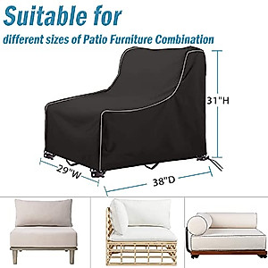 Outdoor Chair Covers, Patio Furniture Chair Covers Waterproof for Outdoor Sofa Couch Cover Rocking Chair Cover Heavy Duty, Anti-UV Rain Snow-Proof Oxford Cloth with Reflective Stripe 29" Wx38 Dx31 H