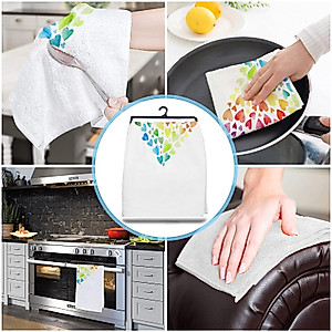 Beisseid Kitchen Dish Towels, Colorful Rainbow Love Heart Dish Cloth Fingertip Bath Towels Cloth Summer Romantic Hand Drying Soft Cotton Tea Towel Set, 18x28in 2PCS