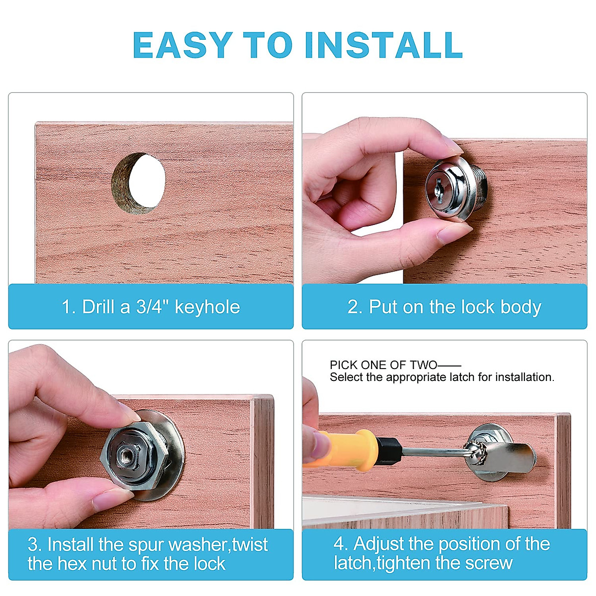 Kohree Cabinet Locks with Keys, 1-1/8 Inch (28mm) RV Locks Cam Locks for Tool Box, Mailbox Locks 5 Pack Keyed Alike, RV Storage Locks, RV Compartment Locks, Drawer Lock, Cylinder Lock, Zinc Alloy