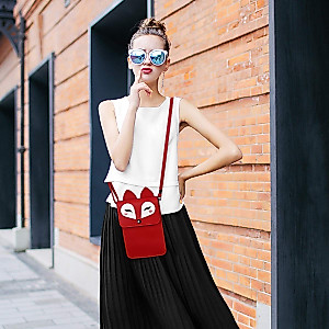 KL928 Women Small Crossbody Bag - Cell Phone Purse Smartphone Wallet Bags (Fox-Adjustable Strap)