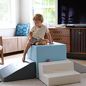 Foamnasium Gymnasium, Indoor Foam Playset, 4 Piece Soft Toddler and Active Kids Play Foam Climber for Crawling, Climbing, Sliding and Jumping, Made in The US, Pink Multi