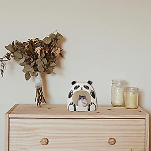 VILLCASE Small Animal Ceramic Critter Bath Hamster Hideout Pet House Panda Shape Hamster Hut Cave Summer Cool Chinchilla Nest Pet Habitat Cage for Dwarf Hamsters Gerbils