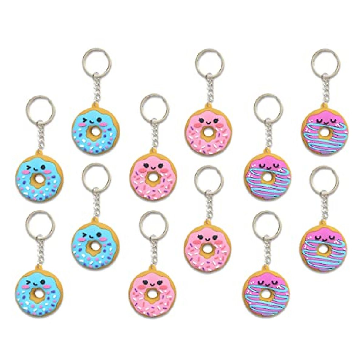 Kipp Brothers Donut Soft Rubber Keychains - Pack of 12, Aprox. 2'' x 2'' (KP4377)