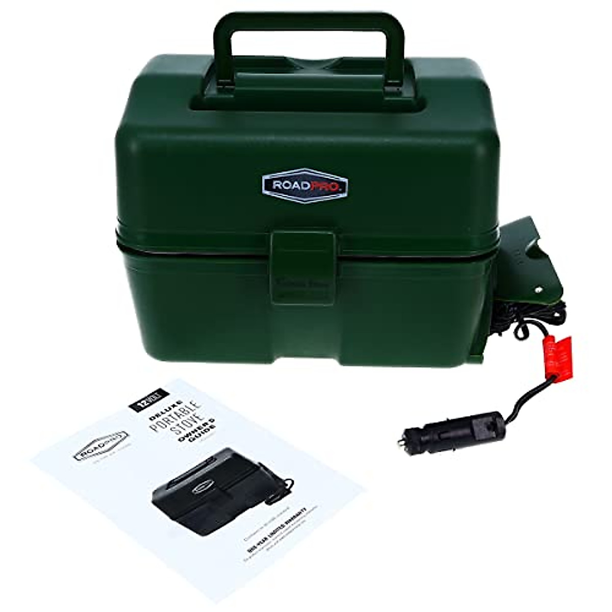 RoadPro RPLBSTOVET2 Food Heating Lunch Box Oven for Truck Portable Food Warmer Lunch Box 12v Stove Car Van Life Travel or Construction – Deluxe, Hunter Green, 1 Quart
