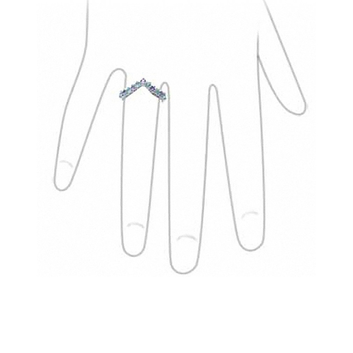 Silvershake Genuine Swiss Blue Topaz and Tanzanite 925 Sterling Silver V Shape Stack Stackable Ring Size 9