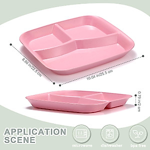 Dandat 12 Set Unbreakable Divided Plates 10 Inch Colorful Square Reusable Portion Control Plates Wheat Straw Lunch Trays Microwave Dishwasher Safe Trays for Kids Toddler Adults Picnic Supplies