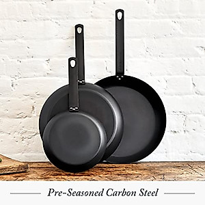Merten & Storck Pre-Seasoned Carbon Steel Induction 12" Frying Pan Skillet, Oven Safe, Black