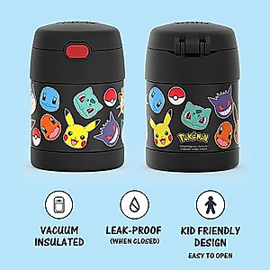 THERMOS FUNTAINER 10 Ounce Stainless Steel Vacuum Insulated Kids Food Jar with Spoon, Pokemon