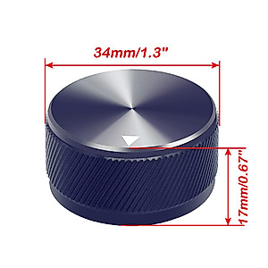 mxuteuk Black Guitar Knob Aluminum Alloy Potentiometer Control Knob Volume Audio Electric Guitar Bass Knob Screw Type 34 x 17mm (d*h) KNOB-06-34BK