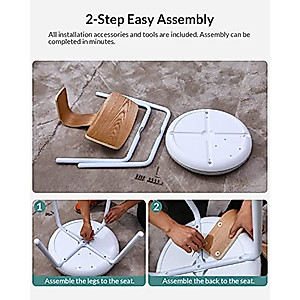 STARWAY Dining Chairs, Set of 2, Mid Century Modern Upholstered Chairs with Solid Wood Back & Sturdy Metal Legs, Modern Style Side Chairs Accent Chairs for Home, Bistro, Coffee Shops, 18.5", Black