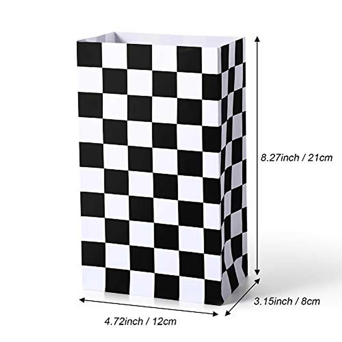28 Pack Checkered Racing Treat Bags, Black and White Race Car Favor Bags, Kraft Paper Popcorn Boxes Goodie Bags Candy Bags for Monster Truck Cars Birthday Party Decorations