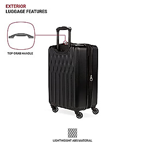 SwissGear 8018 Hardside Expandable Luggage with Spinner Wheels, Black, Carry-On 20-Inch