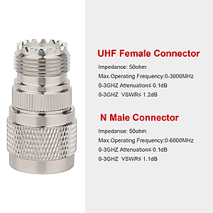 XRDS -RF N Male to UHF Female Adapter N Connector to PL-259 SO-239 Coax RF Coaxial Cable Connectors Pack of 2 (NOT for TV)