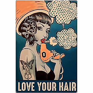 Teuoqi EYSL Retro Tin Sign Hair Hustler Sign, Personalized Hairstylist Vintage Sign, Hairdresser Gift, Hair Salon Decor, Hairdresser Vintage Sign for Kitchen 8X12inch