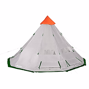Tahoe Gear Bighorn Extra Large 18 by 18 Inch 12 Person Teepee Cone Shape Backpacking, Camping ,Teepee Tent for Adults, Orange/Grey