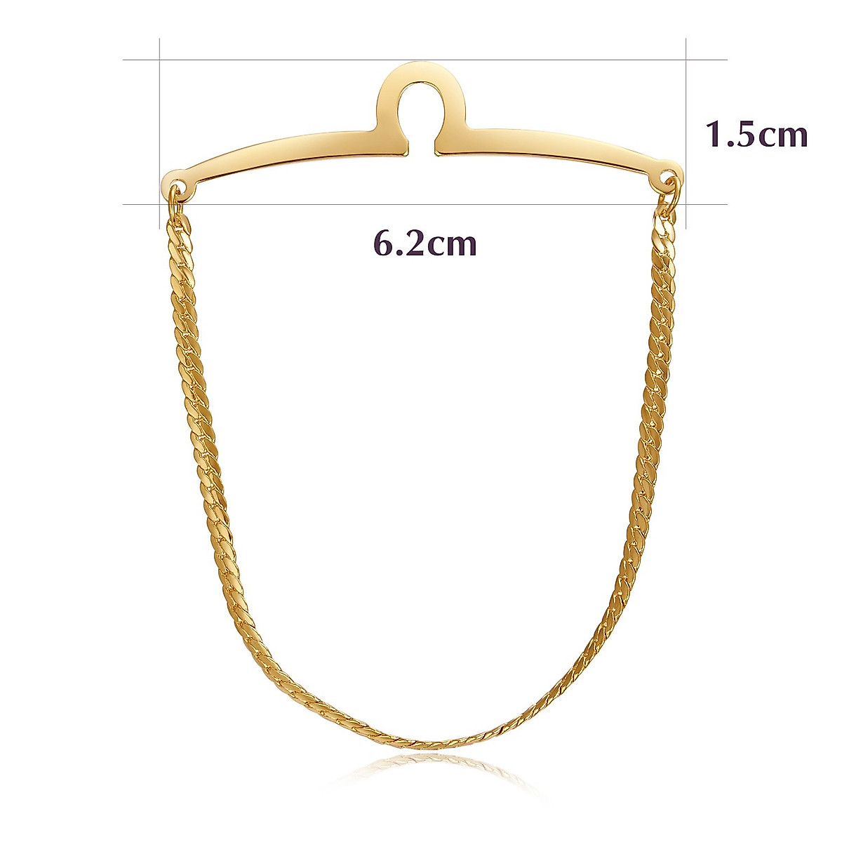 Yoursfs Gold Tie Chain for Men Gold Plated Single Loop Tie Bar/Pin/Clasp Chain Mens