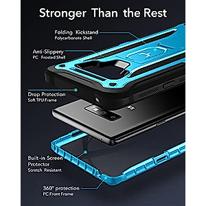 YOUMAKER Kickstand Case for Galaxy Note 9, Full Body with Built-in Screen Protector Heavy Duty Protection Shockproof Rugged Cover for Samsung Galaxy Note 9 6.4 Inch - Blue