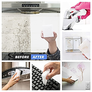 100Pack Magic Sponge Eraser Sheets, Melamine Sponge Foam, Multi-Functional Household Cleaning Non-Scratch Scrub Sponge Pads for Kitchen, Bathroom, Tub, Sink, Furniture, Car, Walls, Shoes