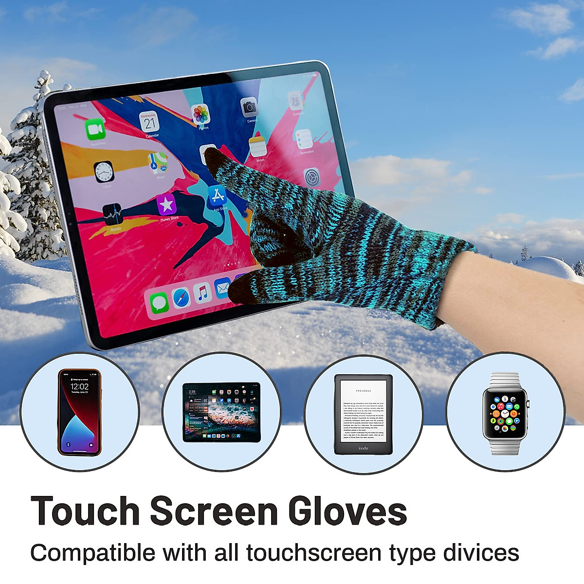 Honnesserry Winter Warm Beanie Hat Scarf and Touchscreen Gloves Set for Womens Skull Caps Neck Scarves with Fleece Lined