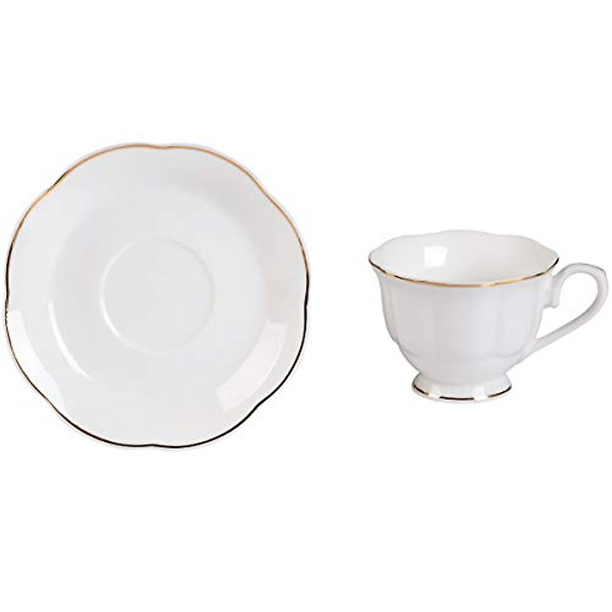 GUANGYANG GY 12 Pieces (Tiny Style) Mini Porcelain Espresso Cups with Saucers - 2.5 Ounces Coffee Cup and Saucer set of 6, 80cc,White