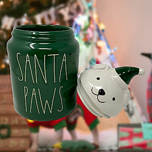 Rae Dunn by Magenta RAE DUNN GREEN SANTA PAWS CHRISTMAS TREAT CANISTER with PUPPY LID - Artisan Collection By Magenta – Great addition to