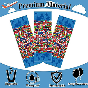 3 Pieces International Flag Tablecover World Flag Party Tablecloth Decorations Disposable Plastic Table Cover Birthday Party Decor Supplies Favors Outdoor Indoor