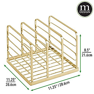mDesign Metal Divided Stackable Purse Organizer for Closets, Bedrooms, Dressers, Shelves, Storage Solution for Purses, Clutches, Wallets, Accessories - 3 Sections - 2 Pack - Soft Brass