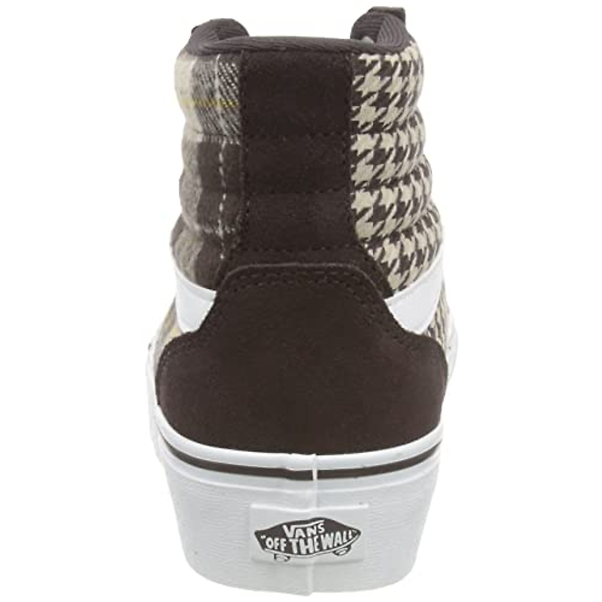 Vans Women's Hi-Top Platform Sneaker, Suede Plaid Mix Brown/White, 8