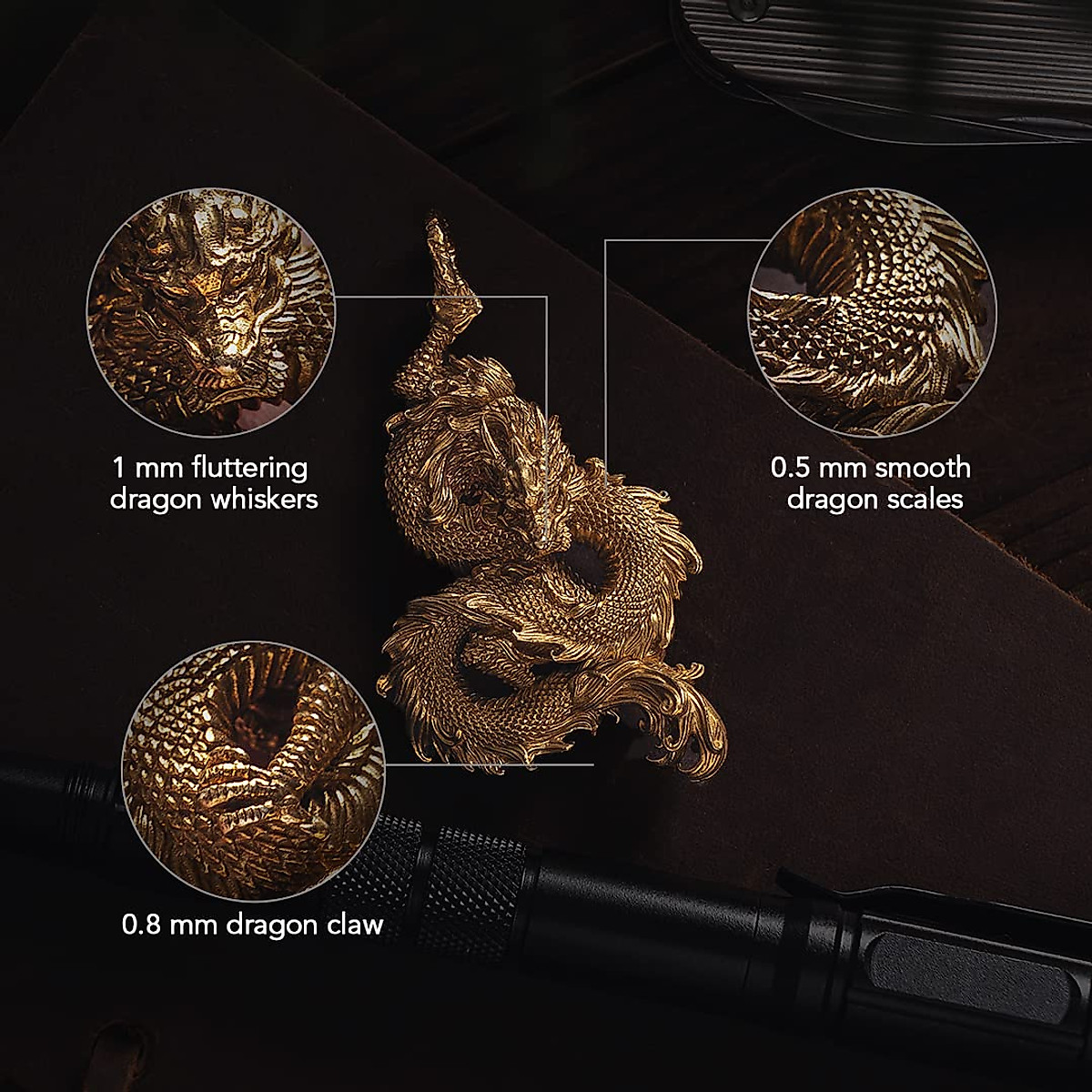 COPPERTIST.WU Dragon Pendant Necklace for Men丨Cool Gothic Punk Brass Dragon Head Animal Charm