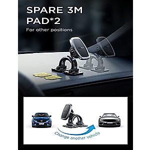 LISEN Magnetic Phone Holder for Car Fit Curved Surfaces Car Phone Holder Mount Flexible & Stable Dashboard Magnetic Phone Car Mount with 3 Metal Plates Fit All iPhone 14/13/12/11,Pro,Pro Max,Android