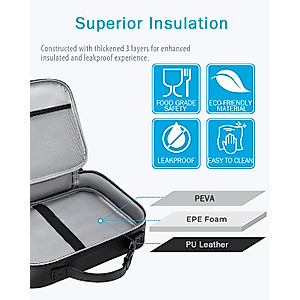 Lunch Bag for Women Men, Insulated Padded Lunch Box Container Reusable PU Leather Cooler Lunch Tote Bag with Detachable Handle and Side Pocket for Boys Girls Work, Travel, Picnic (Blue Grey Camo)