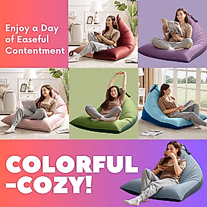 Nobildonna 4ft Bean Bag Chair Cover (No Filler) for Adults, 400L Extra Large Premium Velvet Beanbag Chair Cover, Washable Beanbag Without Filling Ultra Soft Triangular Lazy Sofa Cover (Pink Red)