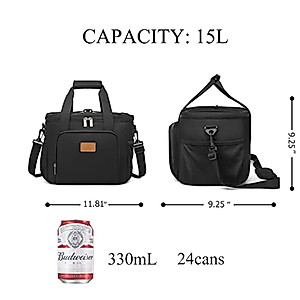 MOYAQI Large Soft Sided Picnic Cooler Bag 15L Insulated Leak Proof for 24 Cans of Beverage or Beer Storage, Collapsible Cooler Lunch Bag for Camping, Lunch, Beach, Picnic, Road Trips, Shopping, Travel