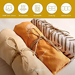 Yunioo 3-Pack Fitted Bassinet Sheets for Changing pad, Baby Changing Basket, Moses Basket, Cradle, Crib and co-Sleeper. 100% Cotton Jersey to fit Oval, Rectangle and Hourglass Mattress Pads.