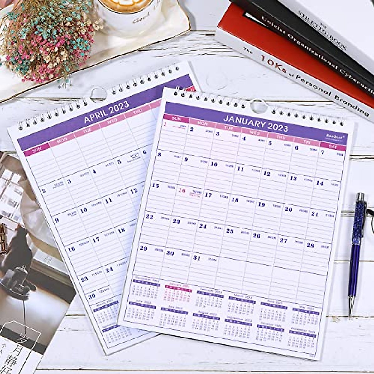 2023-2024 Wall Calendar - 18 Months Calendar 2023-2024 from Jan. 2023 - Jun. 2024, 8.5" x 11", Twin-Wire Binding, Ruled Blocks with Julian Dates, Perfect Wall Calendar for Organizing