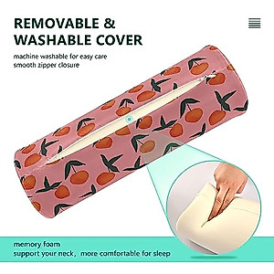 Vnurnrn Pink Peach Neck Support Pillow Round Neck Roll Bolster Cylinder Pillow Cervical Pillows Leg Pillow for Leg Knee Back Head Support for Camp Work Women Men Traveling