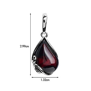 Ian and Valeri Co. Black Cherry Amber Sterling Silver Pendant Necklace 18 Inches