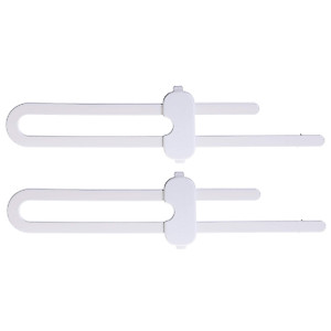 Dreambaby Slimline Slide Lock for Baby Proofing - Child Safety Cupboard Handle Locks - Suitable for Thinner Handles & Knobs - White - 2 Pack
