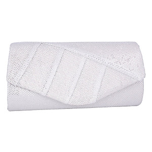 Adoptfade Womens Glitter Envelope Evening Clutch Vintage Bag,White