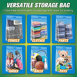 HIBAG 25 Gallon Jumbo Storage Bags, 35” x 24” Resealable Clear Bags with Handle, Extra Large XL Heavy Duty for Clothes Pillow Travel Moving, Pack of 10