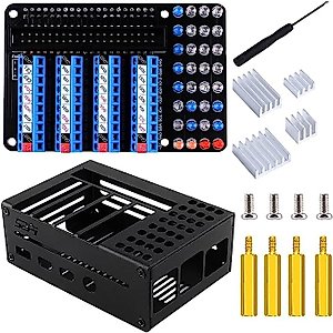 GeeekPi GPIO Screw Terminal Block Breakout Board HAT with Case for Raspberry Pi, GPIO Expansion Board Breakout Module with GPIO Status LED for Raspberry Pi 4B Only