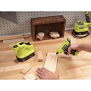 Compact Glue Gun Bundle with Ryobi Glue Gun, 18-Volt Lithium-ion 1.5 Ah Battery, 18-Volt Charger, 24-Piece Mini Glue Stick Pack and Buho Pocket Flashlight