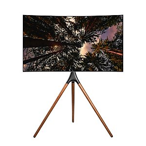 TechOrbits Tripod TV Stand with Mount - Non-Slip TV Mount Stand for Floor, Universal Fit, 45" to 65" TVs, Height Adjustable W/ 360 Degree Swivel, TV Stand for Bedroom, Living Room