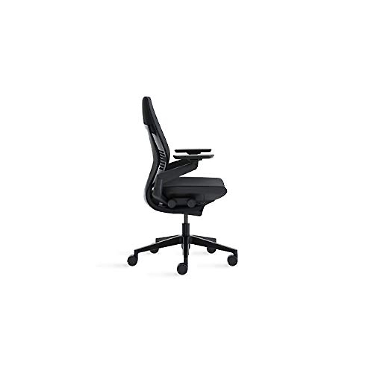 Steelcase Gesture Office Chair - Cogent: Connect Licorice Fabric, Medium Seat Height, Wrapped Back, Dark on Dark Frame, Lumbar Support, Hard Floor Casters