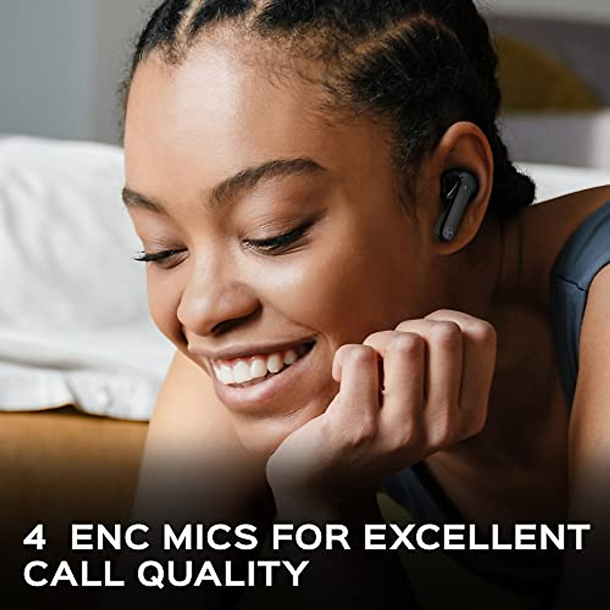 TREBLAB X1 - True Wireless Earbuds, IPX4 Waterproof Bluetooth Earbuds with Touch Control, Voice Assistant, Transparency Mode, and Gaming Mode, Up to 24 Hour Playtime, Includes Charging Case, Black